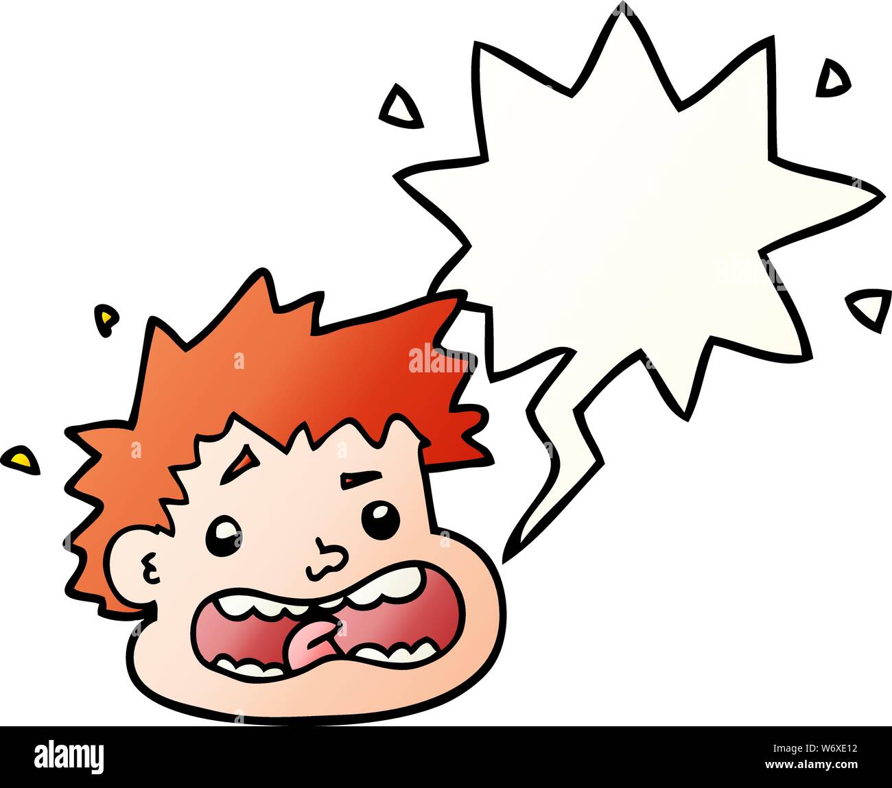 cartoon frightened face with speech bubble in smooth gradient style ...