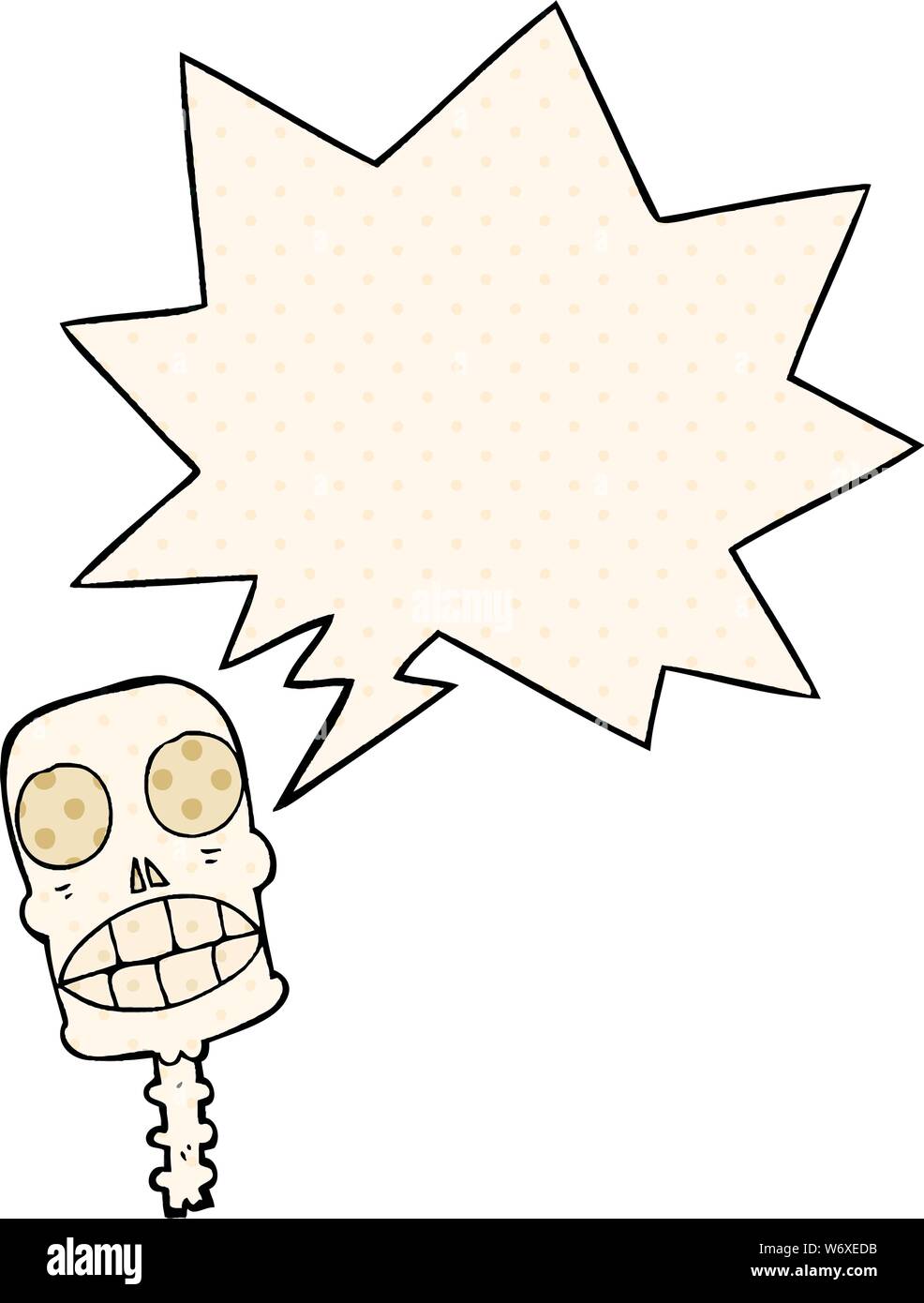 cartoon spooky skull with speech bubble in comic book style Stock ...