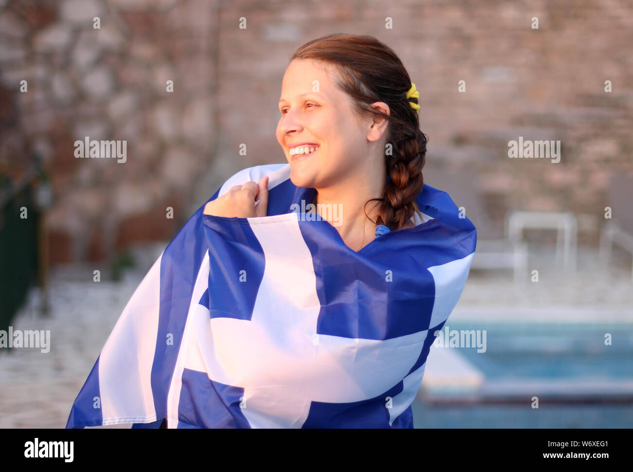 Greece woman flag hi-res stock photography and images - Alamy