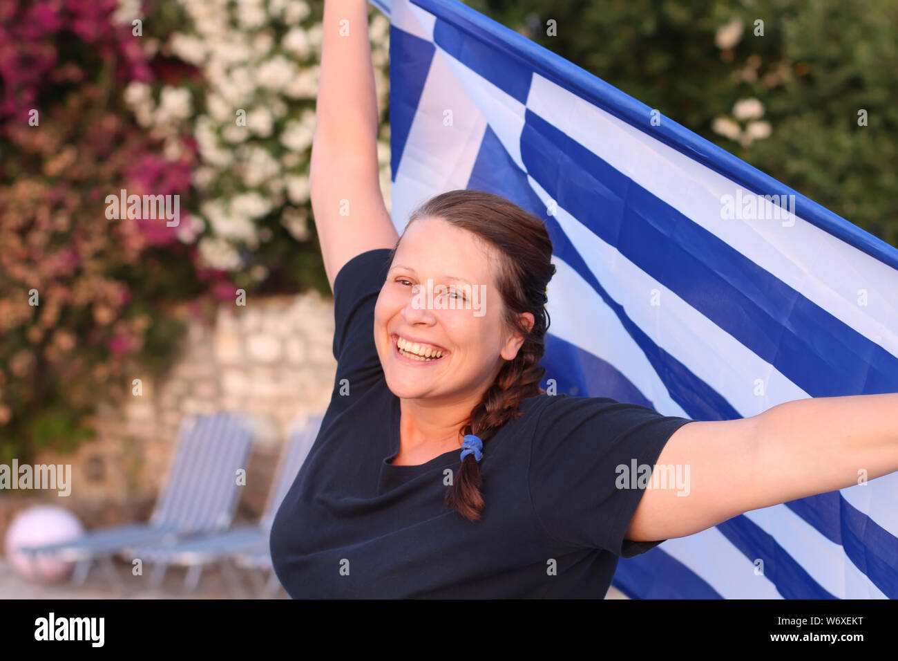Greece woman flag hi-res stock photography and images - Alamy