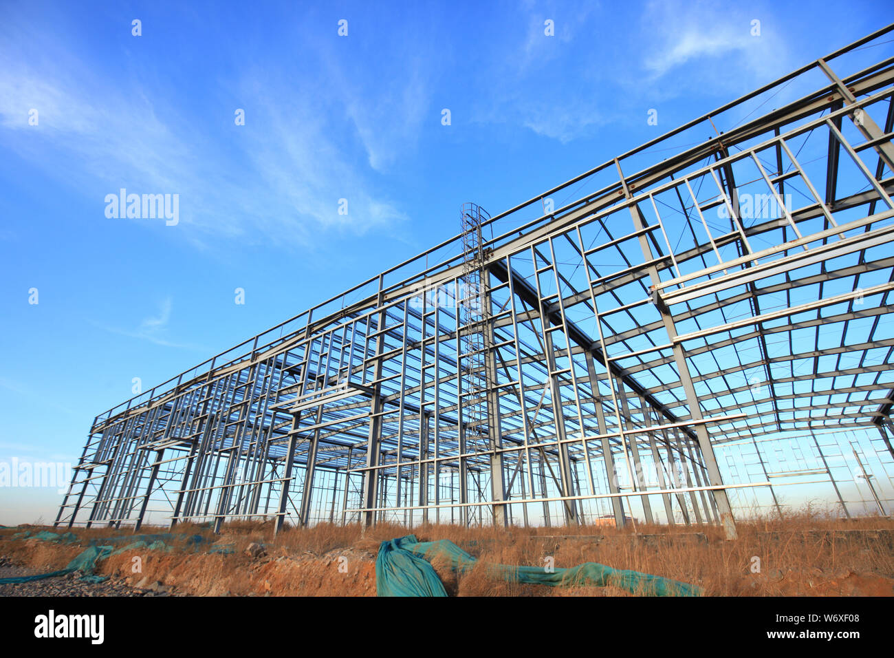In the construction site, steel structure is under construction Stock ...