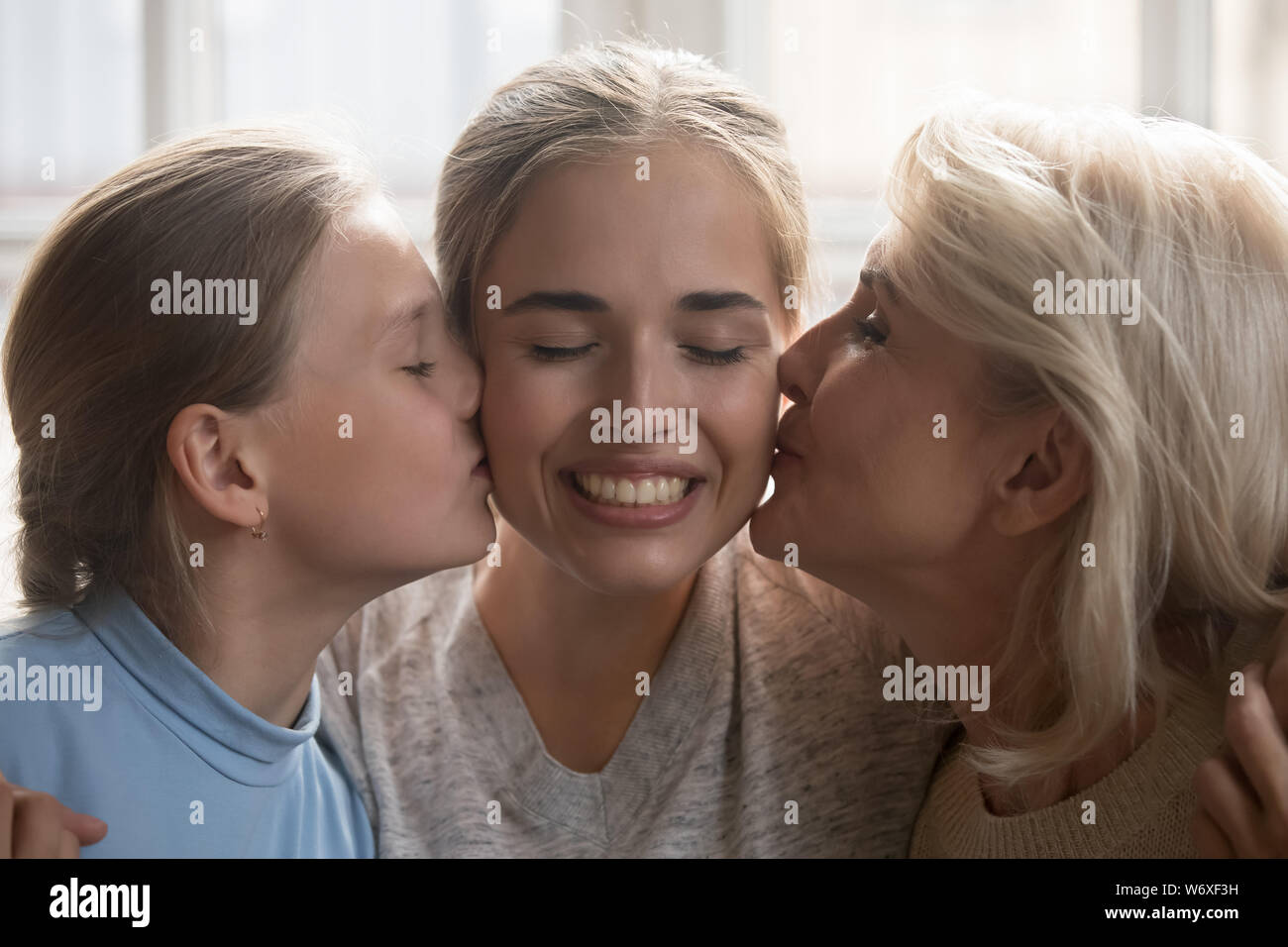 Elderly mother daughter kiss hi-res stock photography and images - Alamy
