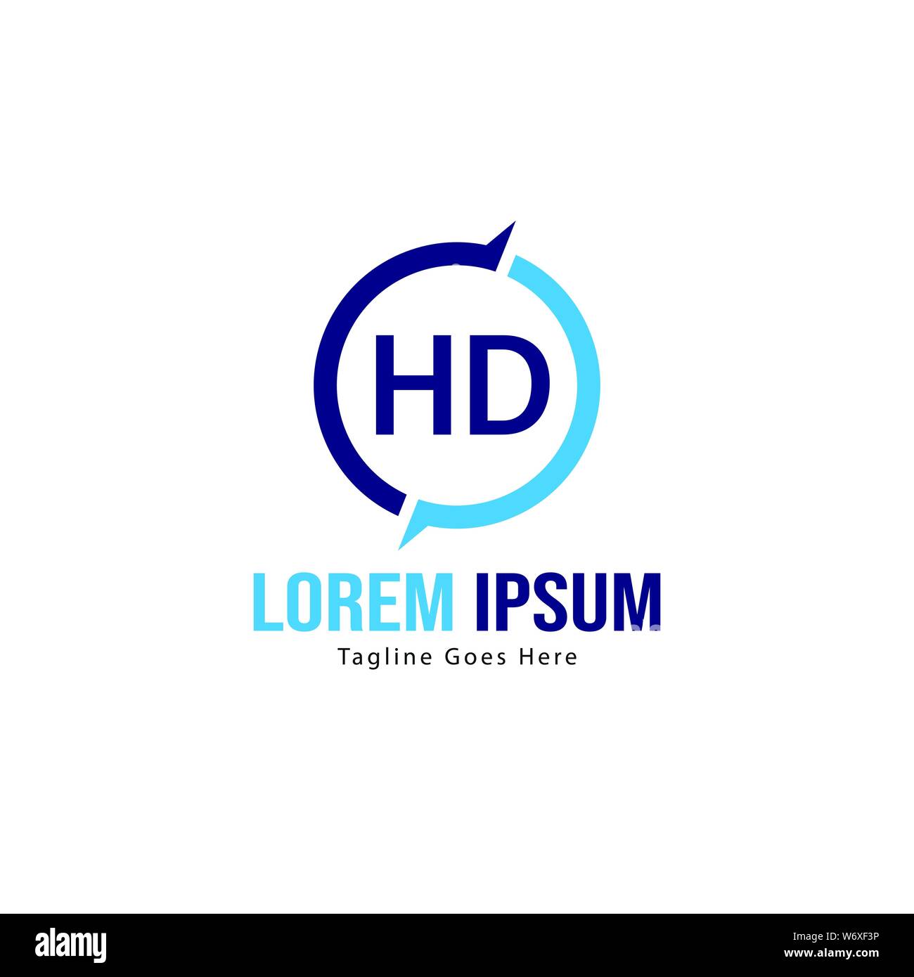 Initial HD logo template with modern frame. Minimalist HD letter logo ...