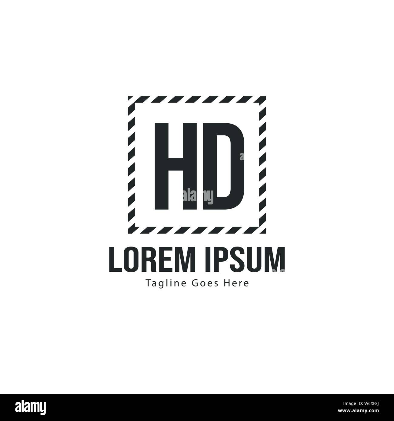 Initial HD logo template with modern frame. Minimalist HD letter logo ...