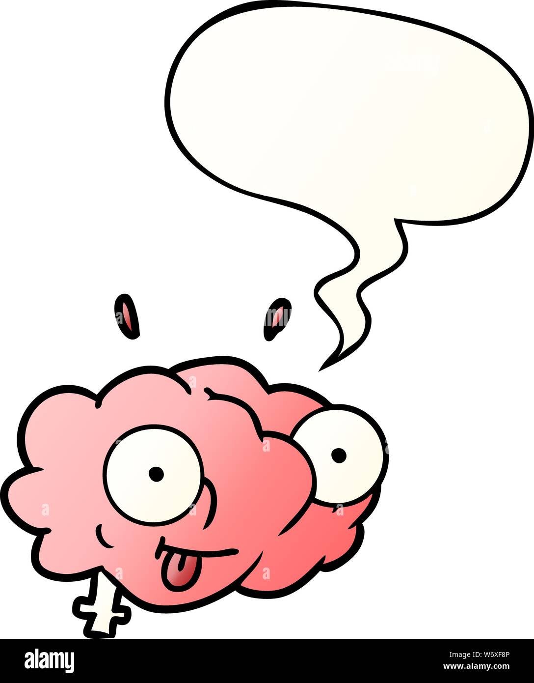 funny cartoon brain with speech bubble in smooth gradient style Stock ...