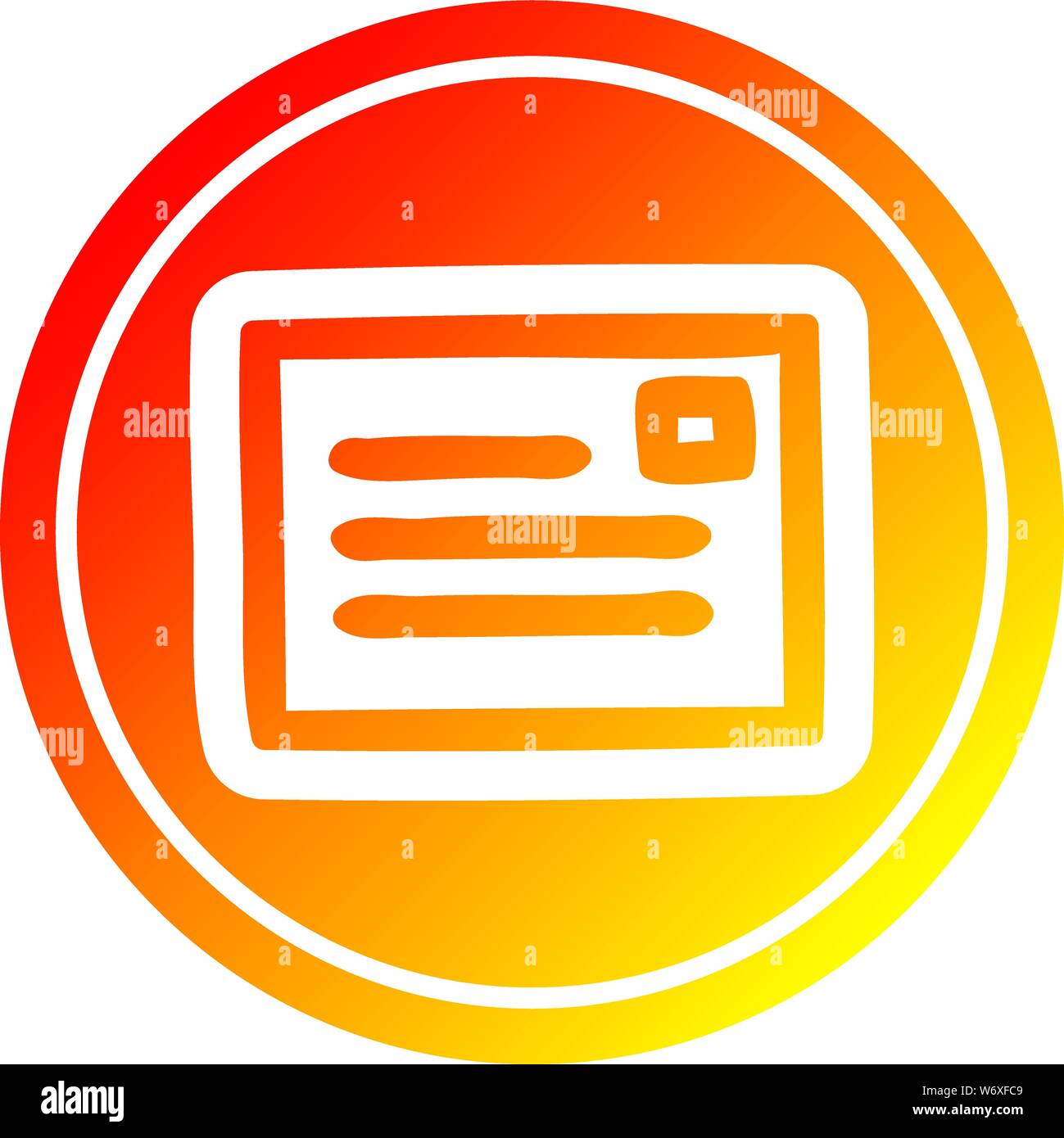 envelope letter circular icon with warm gradient finish Stock Vector ...