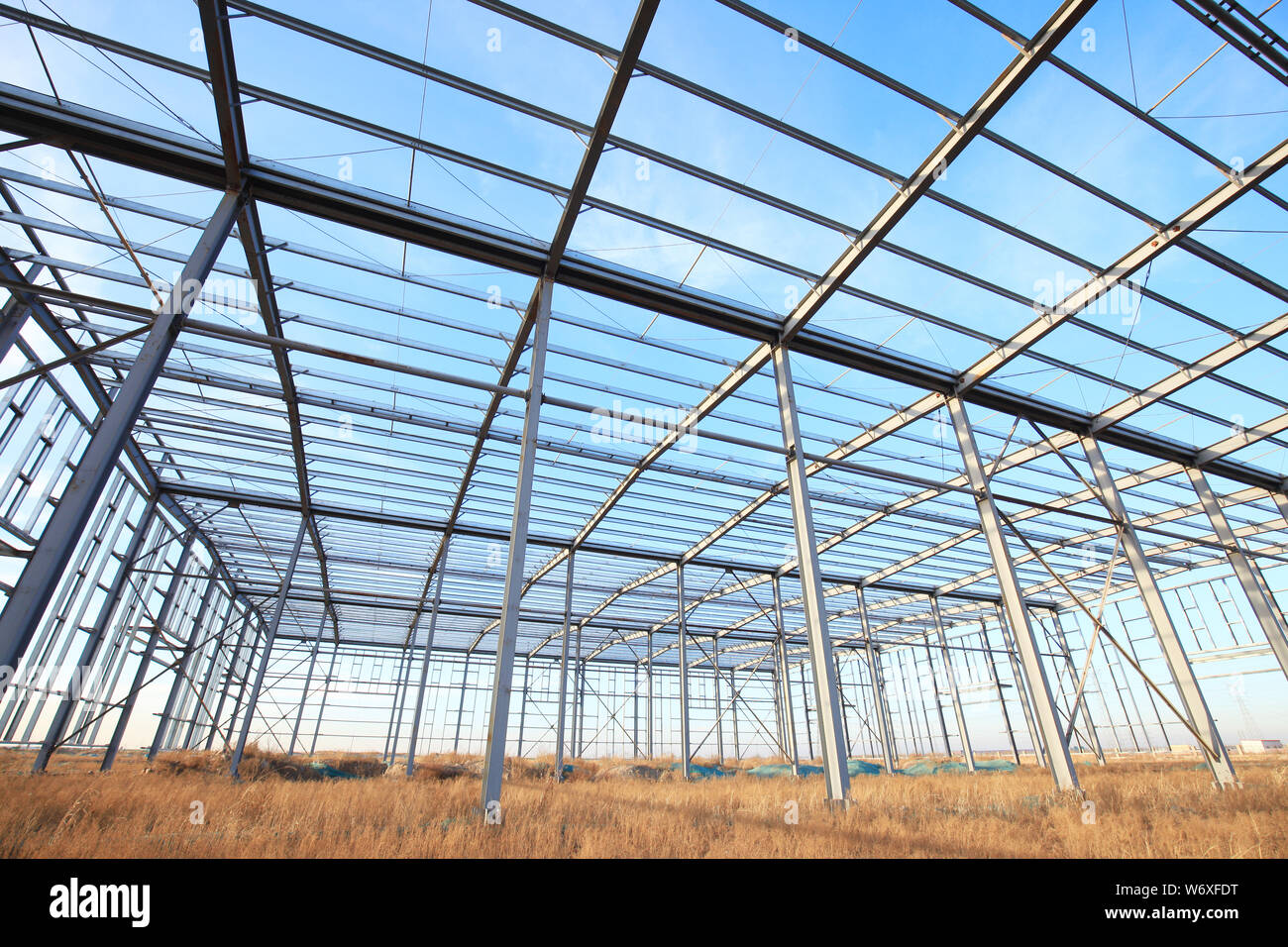 In the construction site, steel structure is under construction Stock ...