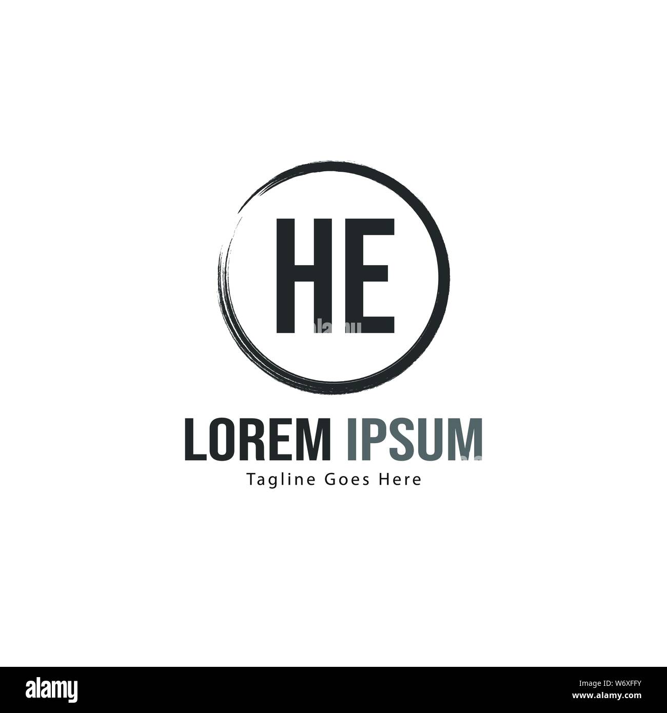 Initial HE logo template with modern frame. Minimalist HE letter logo ...