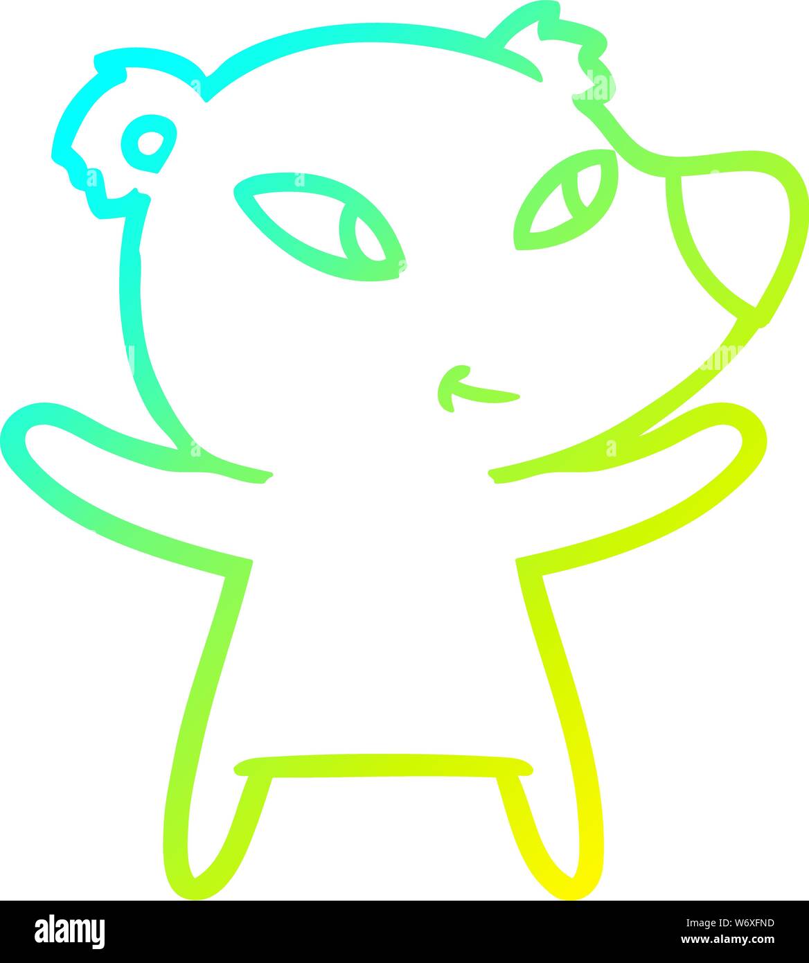 cold gradient line drawing of a cute cartoon bear Stock Vector Image ...