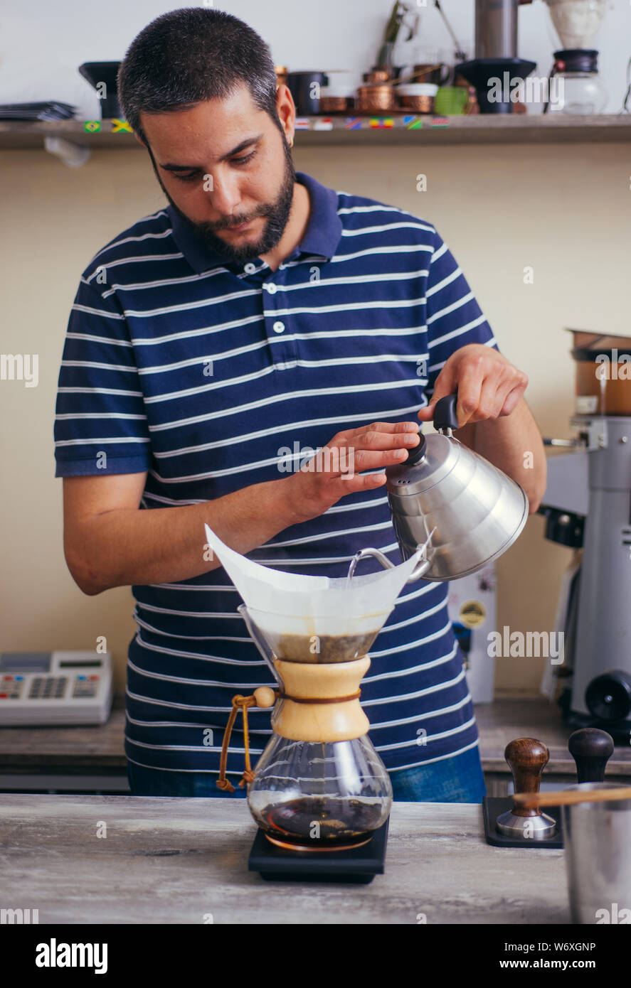 Barista cafe making coffee preparation service concept Stock Photo - Alamy
