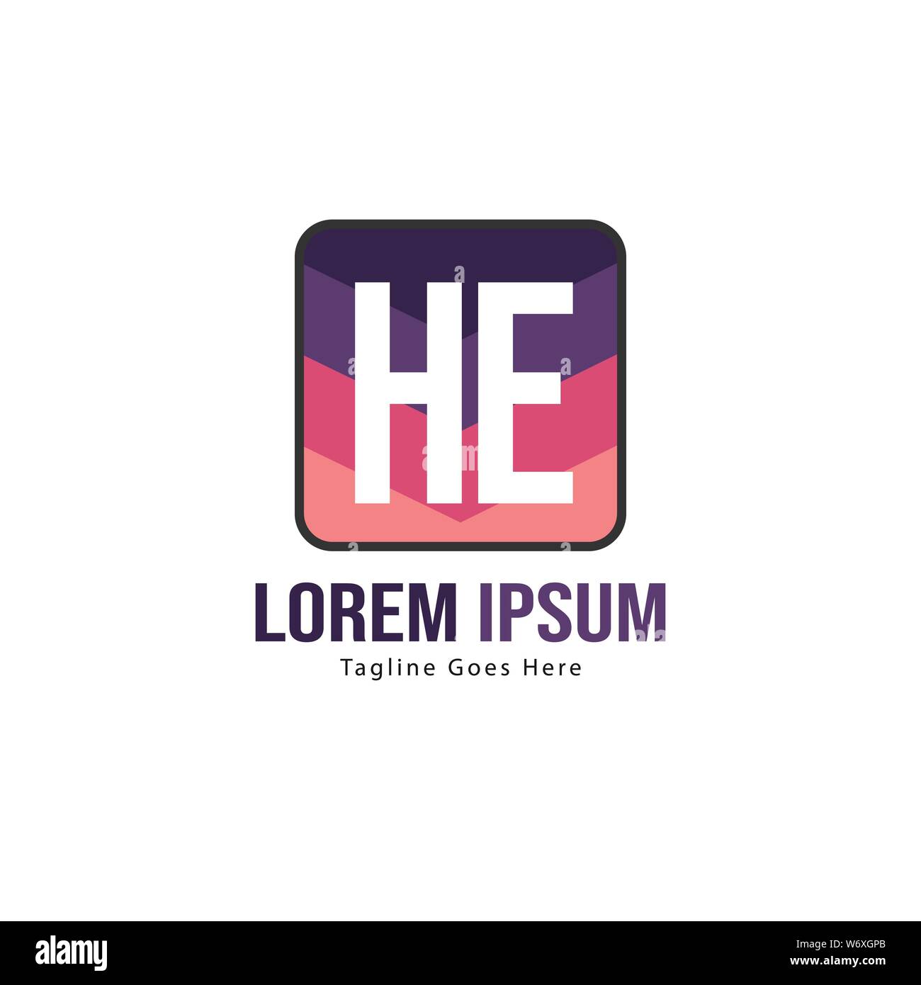 Initial HE logo template with modern frame. Minimalist HE letter logo ...