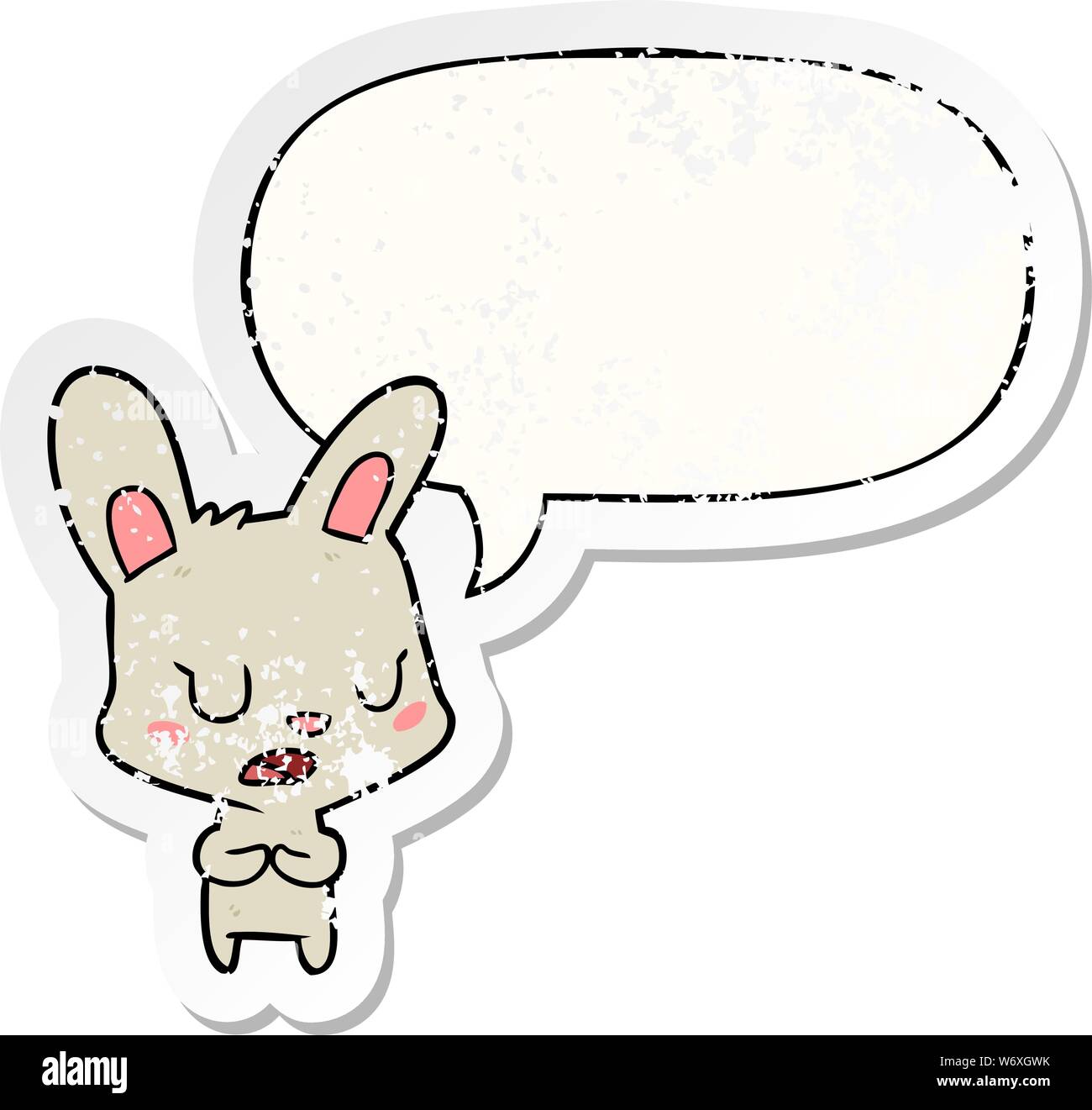 cartoon rabbit talking with speech bubble distressed distressed old ...