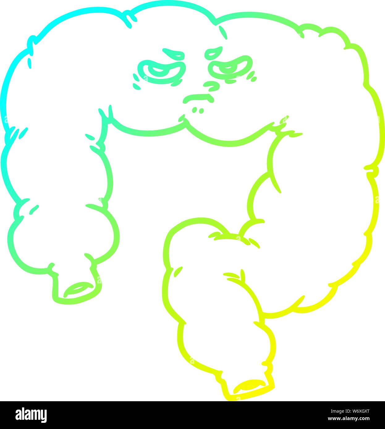 cold gradient line drawing of a cartoon angry colon Stock Vector Image ...