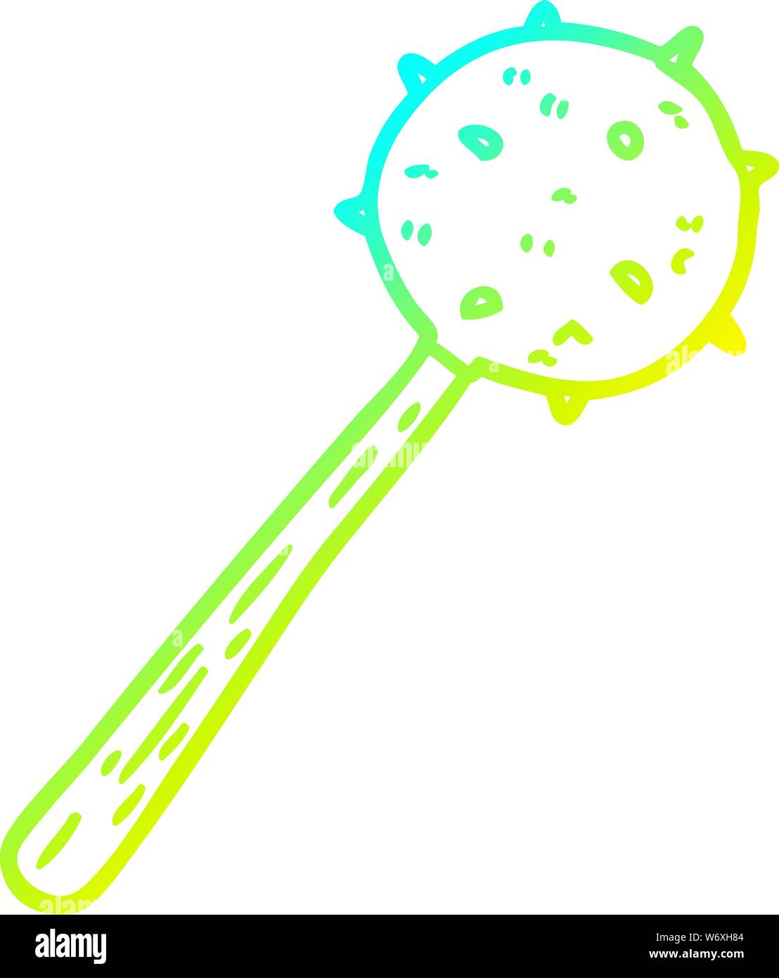 cold gradient line drawing of a medieval mace weapon Stock Vector Image ...