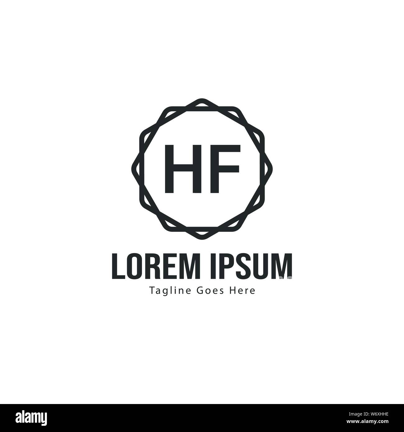Initial HF logo template with modern frame. Minimalist HF letter logo ...