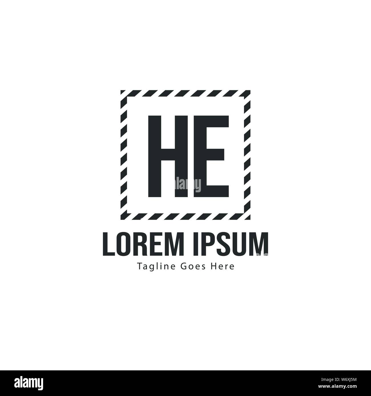 Initial HE logo template with modern frame. Minimalist HE letter logo ...