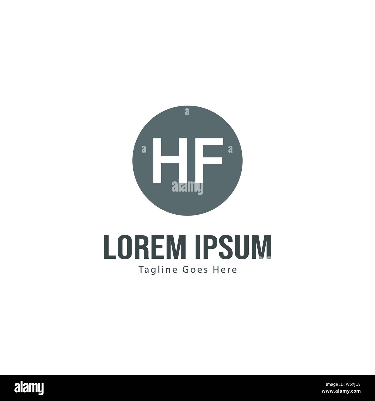 Initial HF logo template with modern frame. Minimalist HF letter logo ...