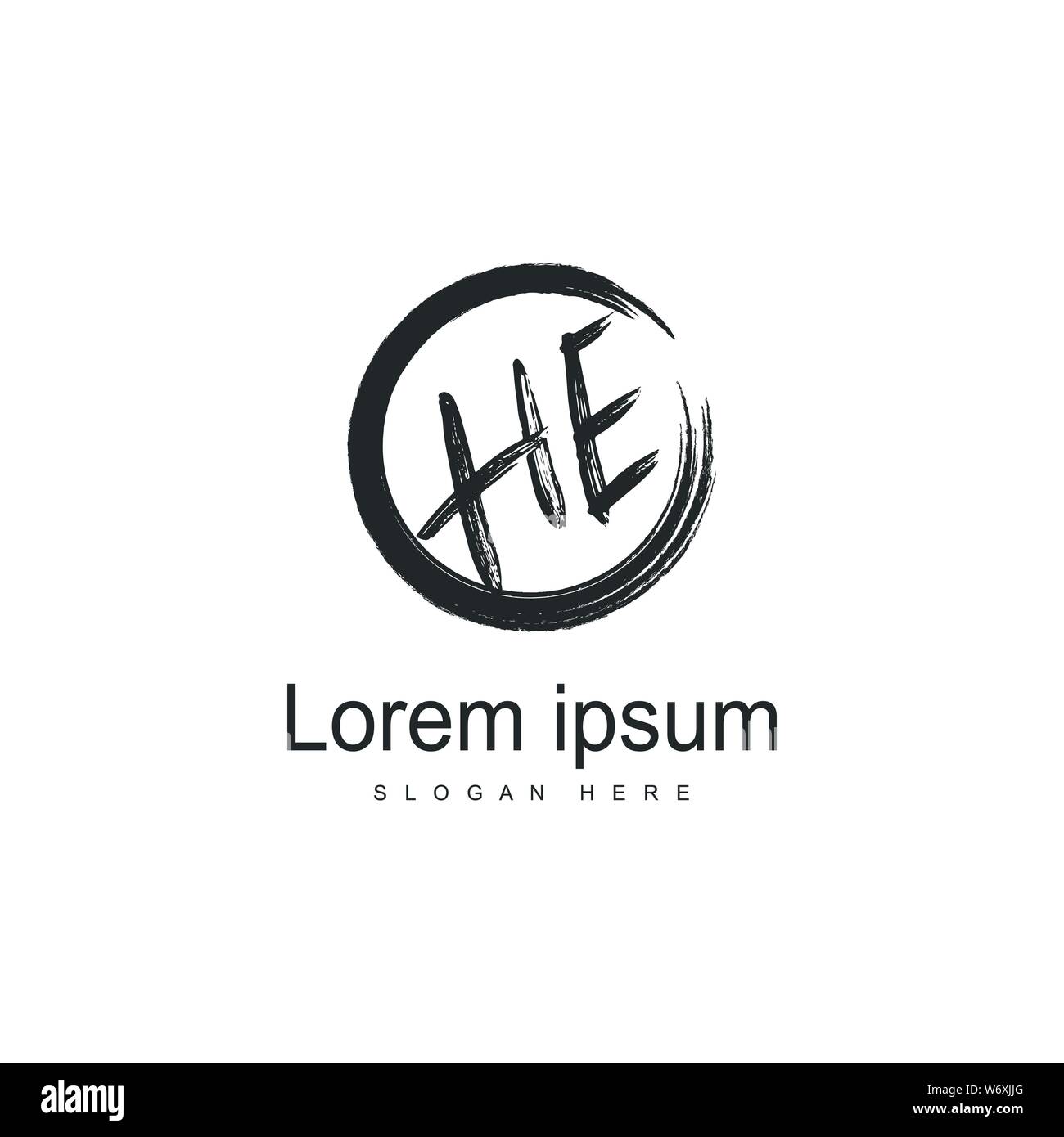 Initial HE logo template with modern frame. Minimalist HE letter logo ...