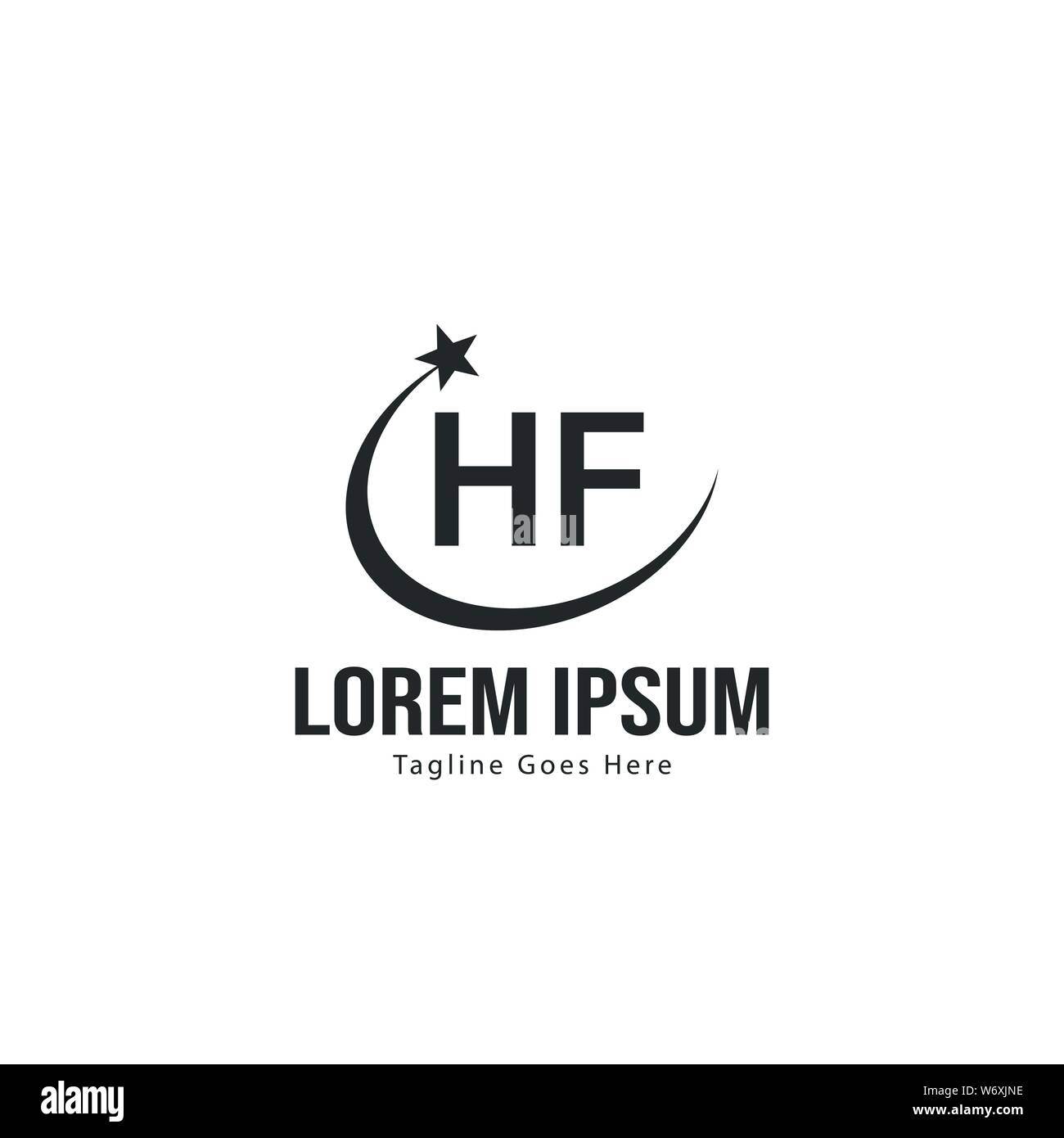 Initial HF logo template with modern frame. Minimalist HF letter logo ...