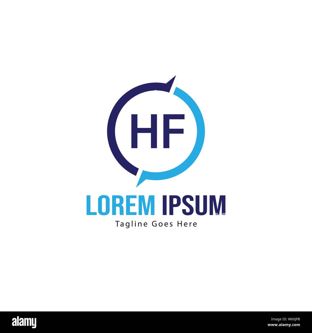 Initial HF logo template with modern frame. Minimalist HF letter logo ...