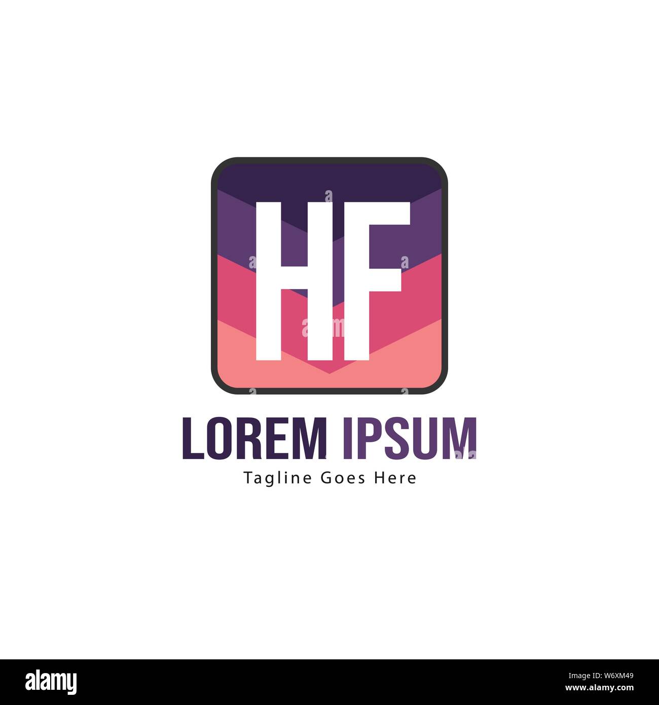 Initial HF logo template with modern frame. Minimalist HF letter logo ...