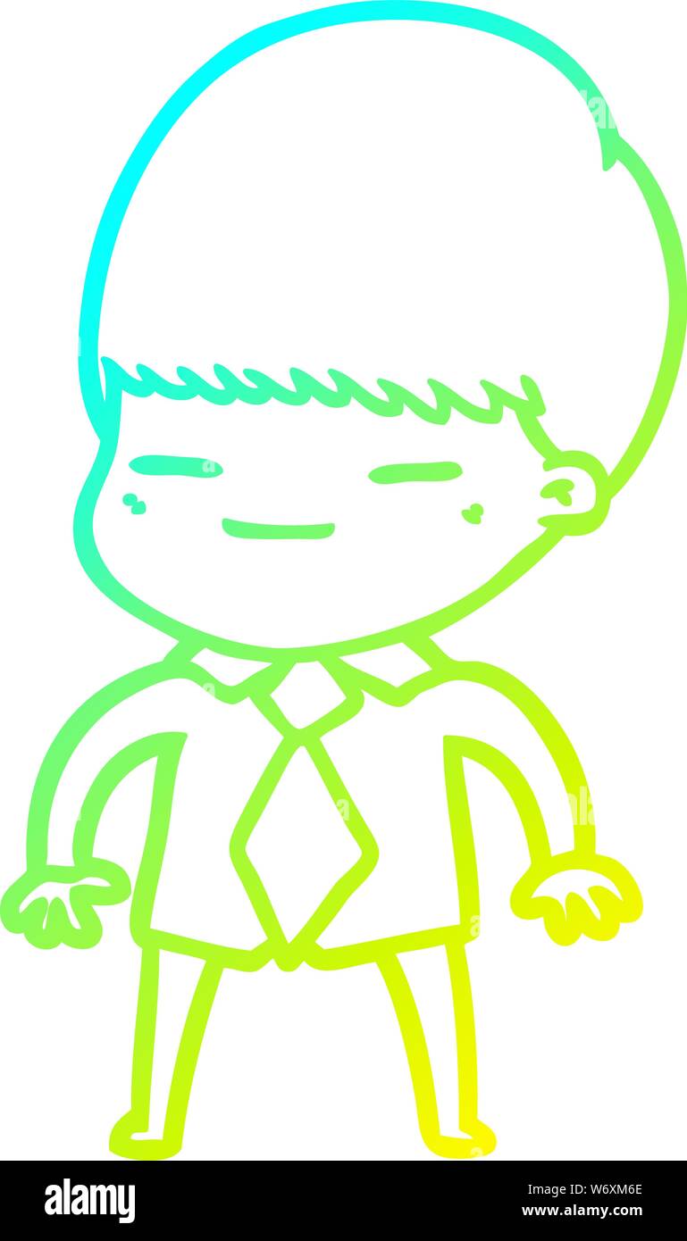 cold gradient line drawing of a cartoon smug boy Stock Vector Image ...