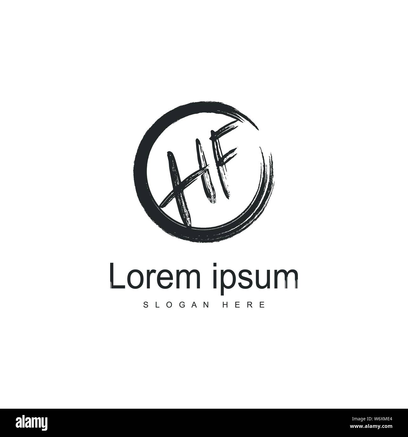 Initial HF logo template with modern frame. Minimalist HF letter logo ...