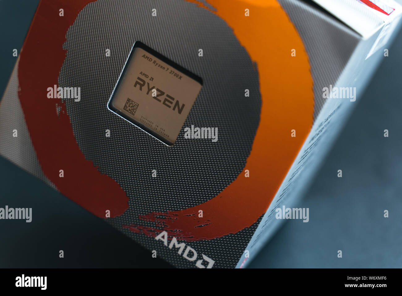 Valencia, Spain - August 3, 2019: AMD Ryzen 3700x processor box. New ...