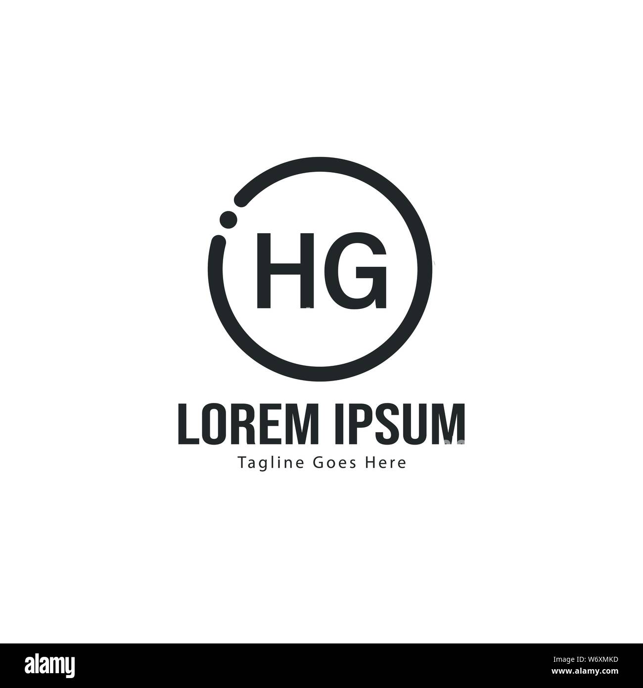 Initial HG logo template with modern frame. Minimalist HG letter logo ...