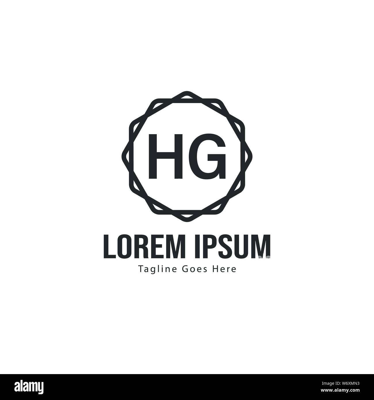 Initial HG logo template with modern frame. Minimalist HG letter logo ...