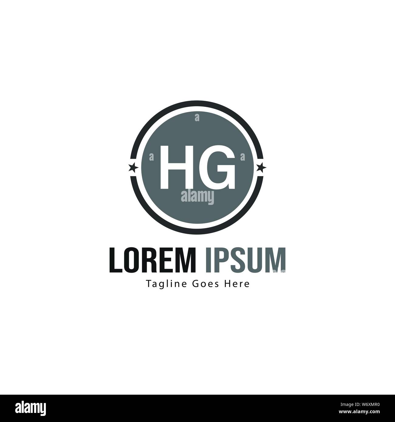 Initial HG logo template with modern frame. Minimalist HG letter logo ...