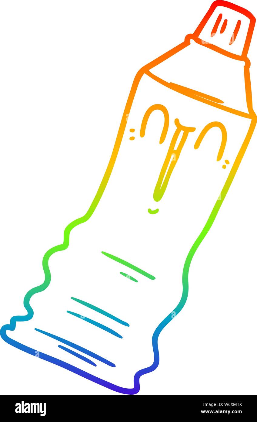 rainbow gradient line drawing of a cartoon toothpaste tube Stock Vector ...