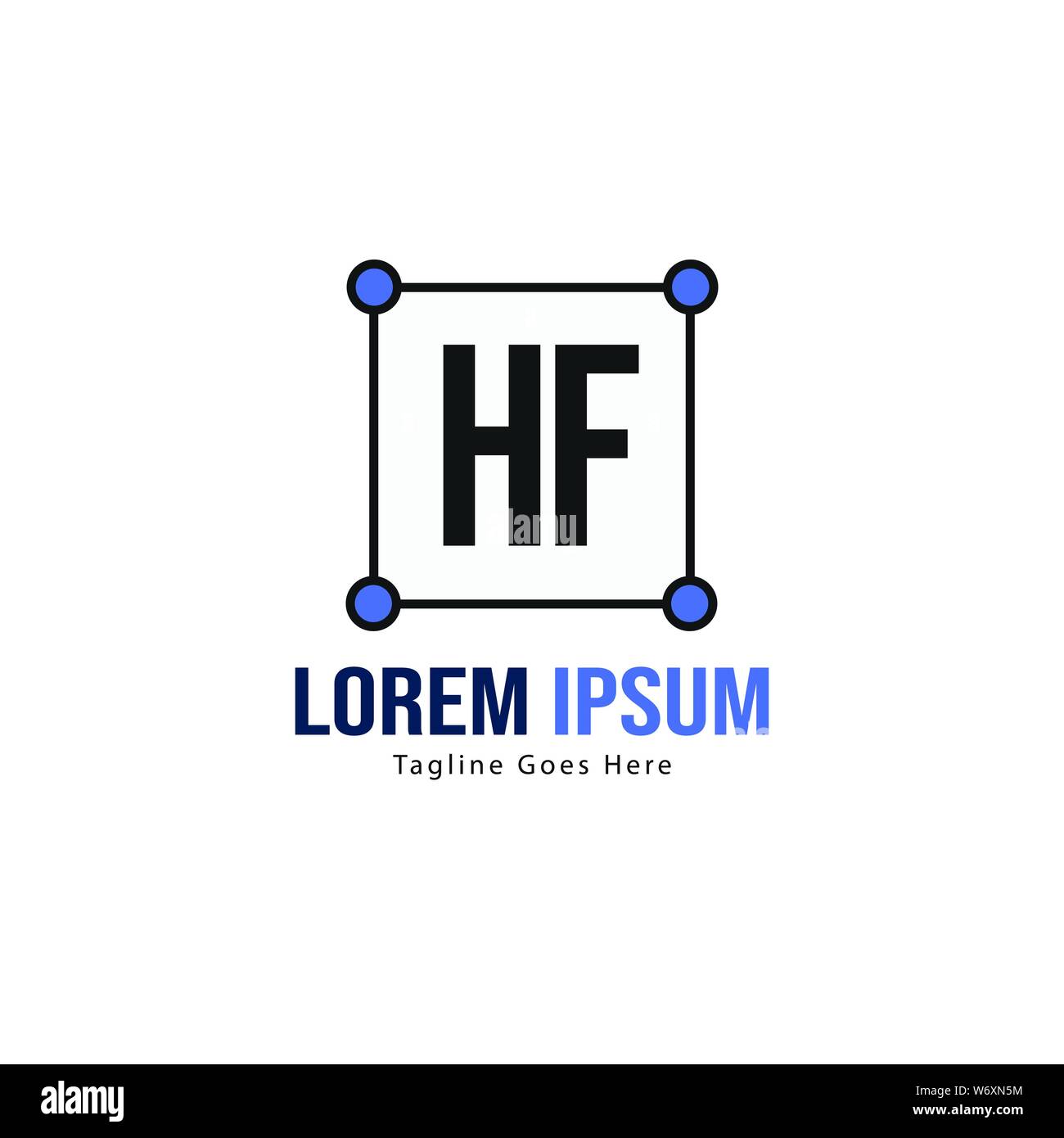 Initial HF logo template with modern frame. Minimalist HF letter logo ...