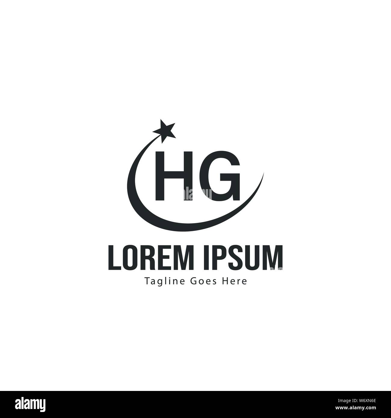 Initial HG logo template with modern frame. Minimalist HG letter logo ...