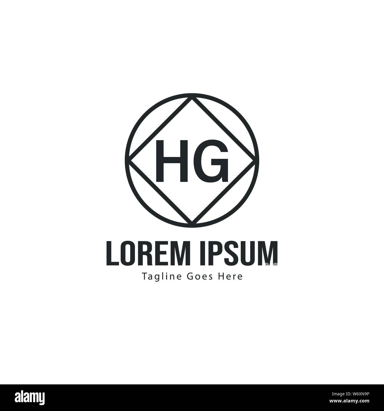 Initial HG logo template with modern frame. Minimalist HG letter logo ...