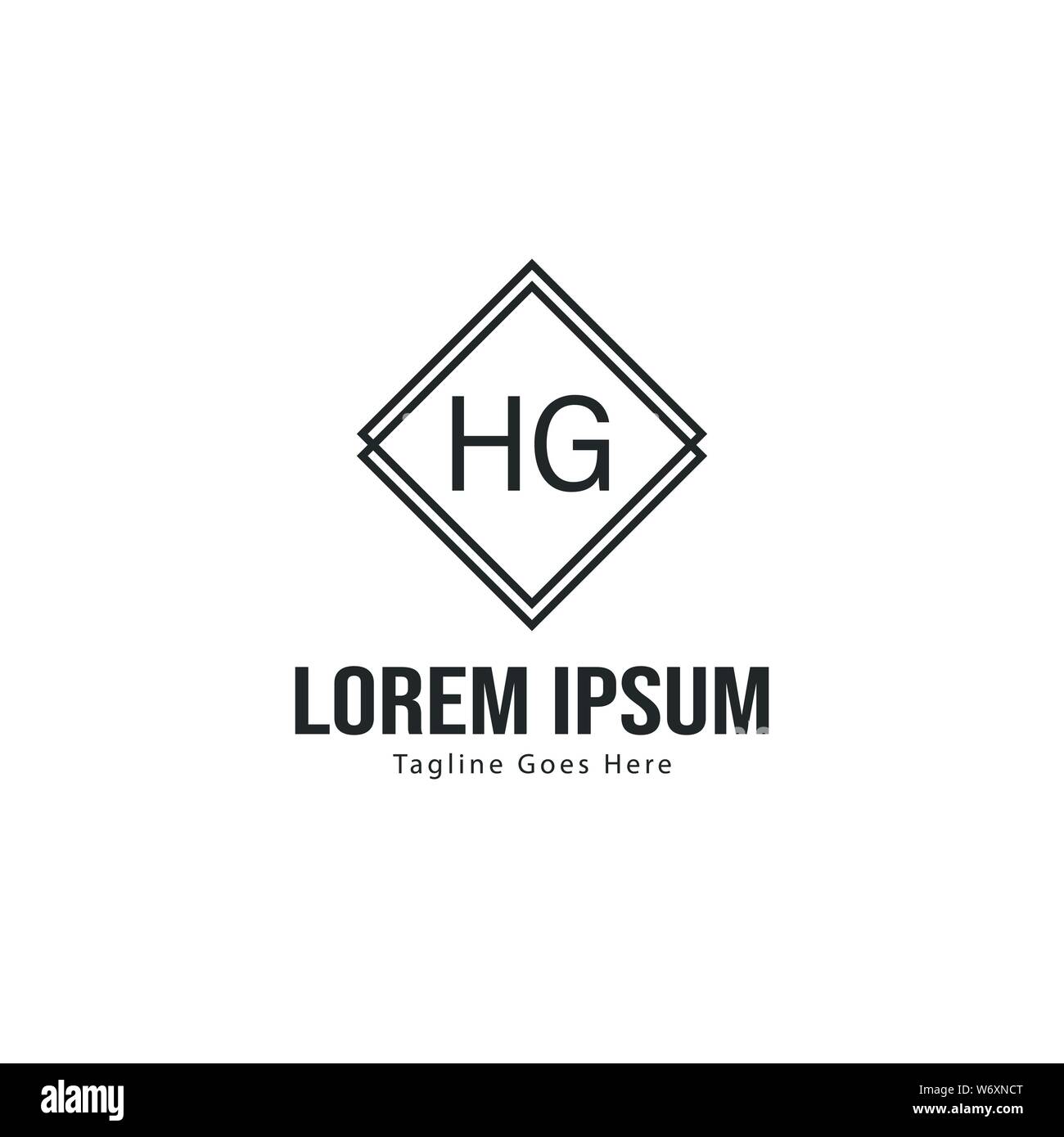 Initial HG logo template with modern frame. Minimalist HG letter logo ...