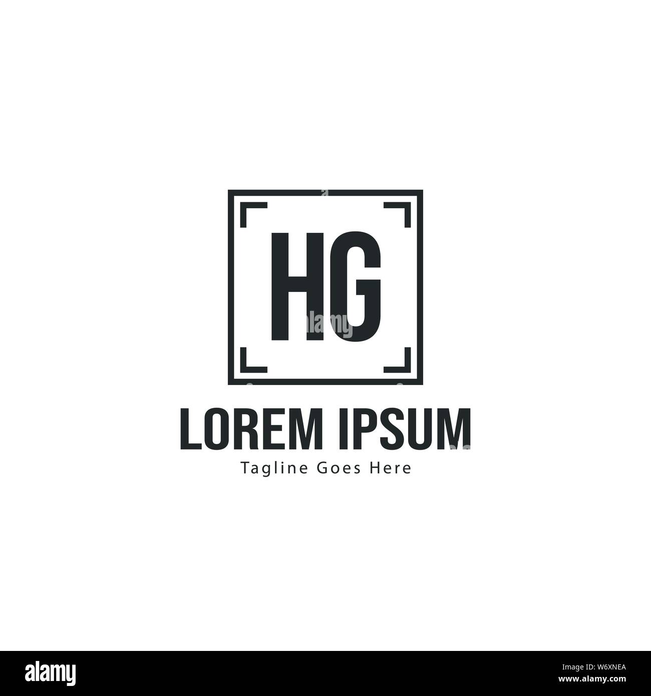 Initial HG logo template with modern frame. Minimalist HG letter logo ...