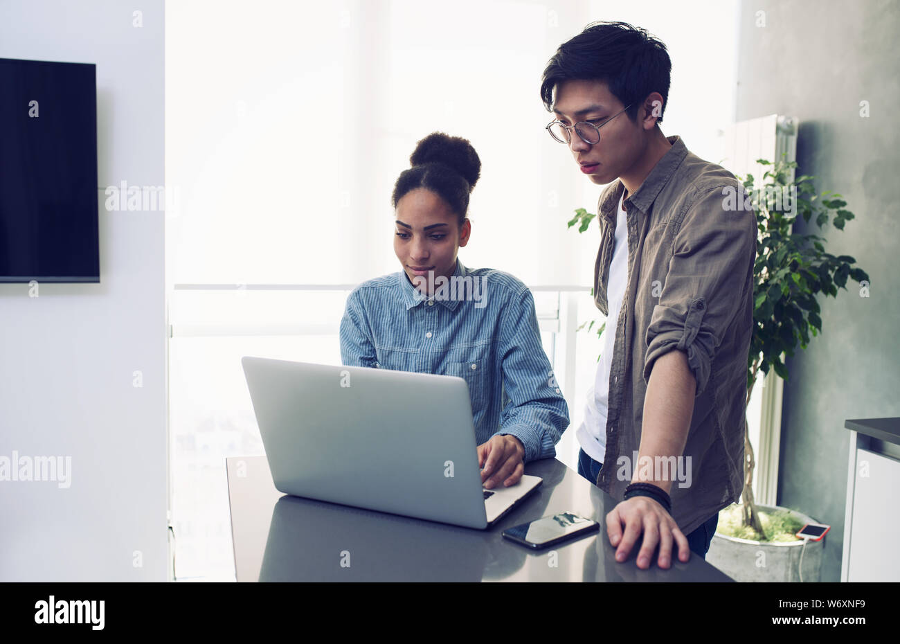 Business person in office connected on internet network. concept of ...