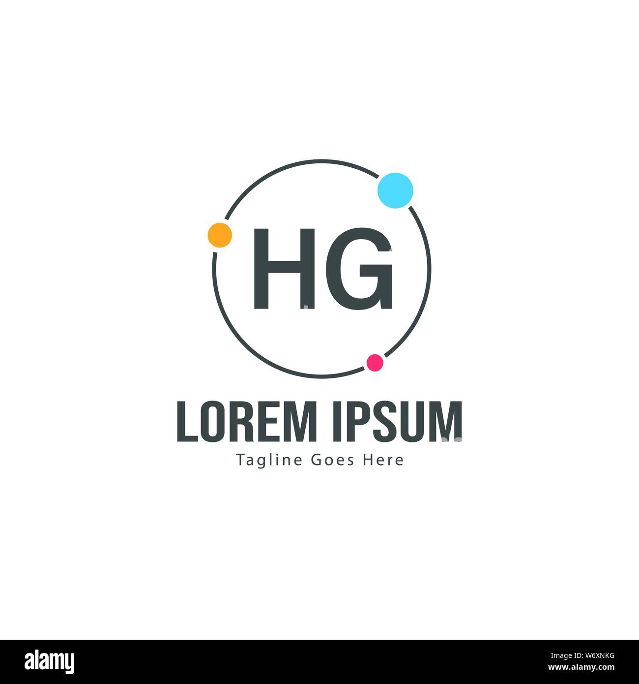 Initial HG logo template with modern frame. Minimalist HG letter logo ...