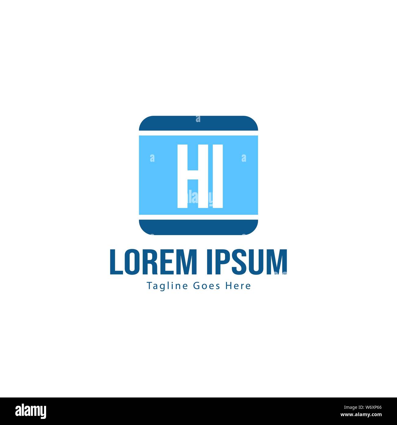 Initial HI logo template with modern frame. Minimalist HI letter logo ...
