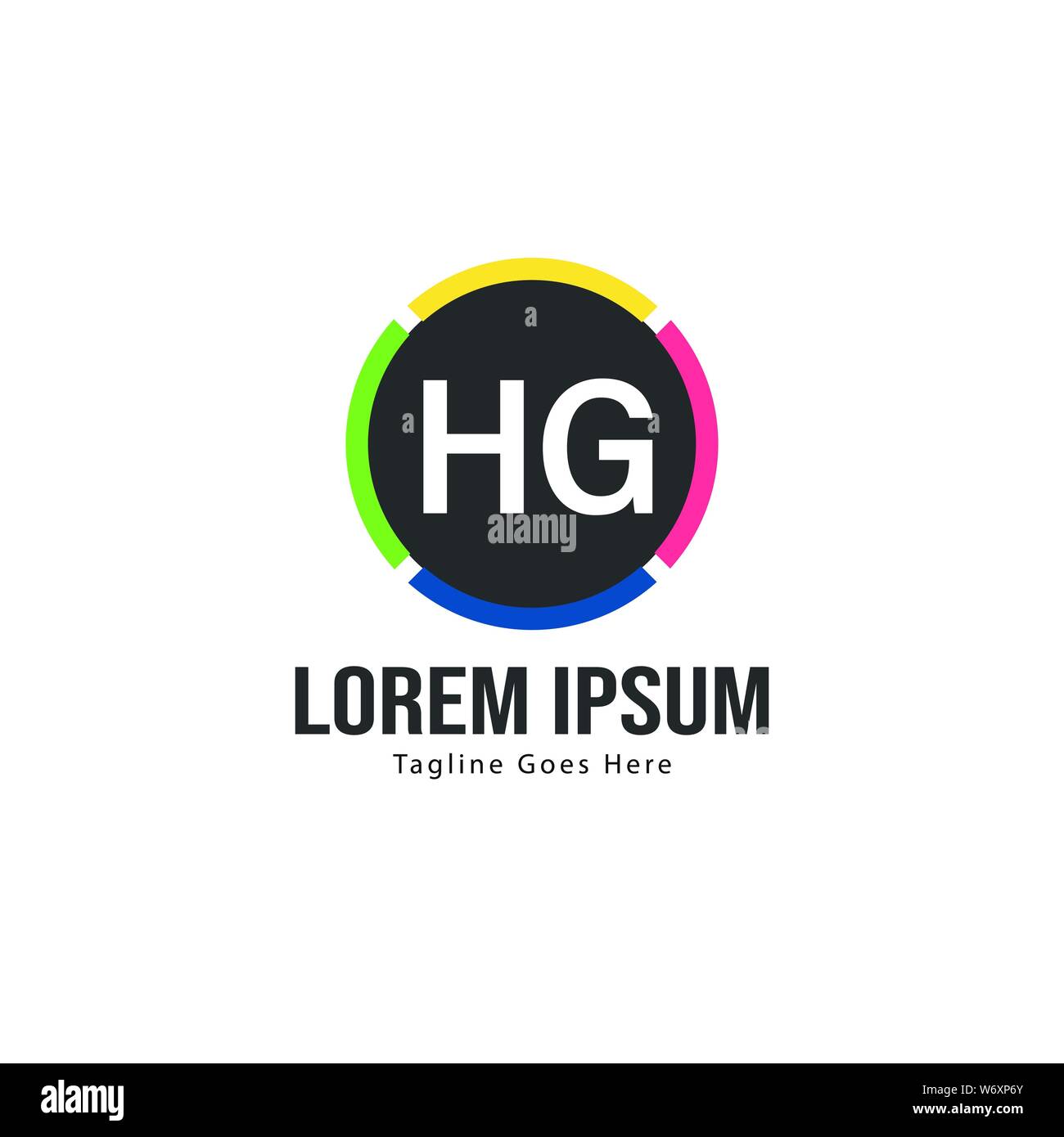 Initial HG logo template with modern frame. Minimalist HG letter logo ...