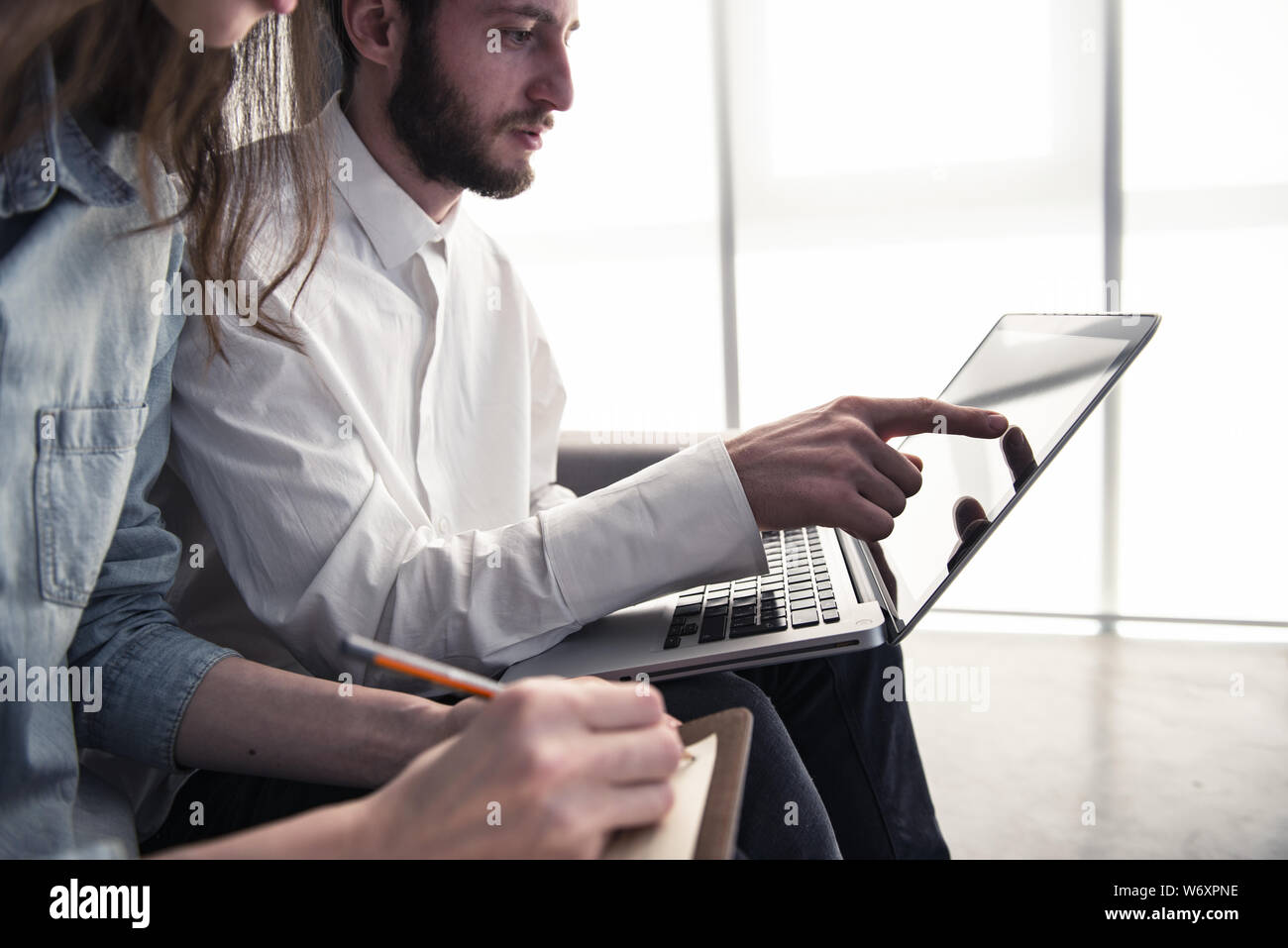 Businessman in office connected on internet network. concept of startup ...