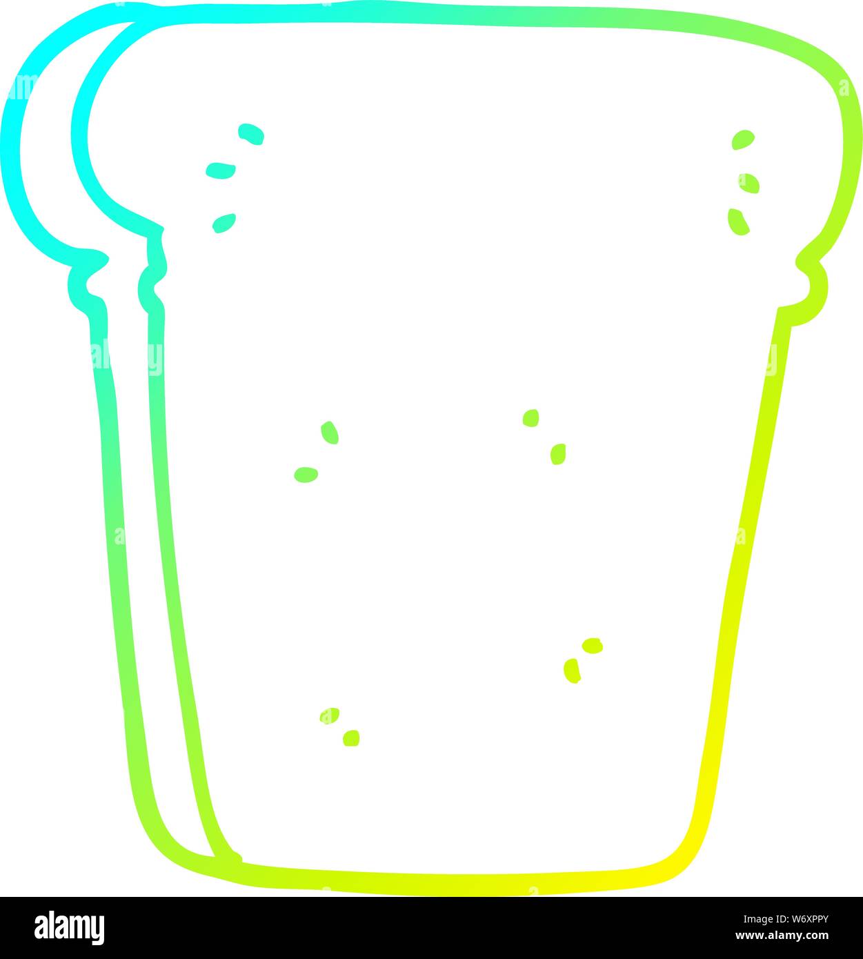 cold gradient line drawing of a cartoon slice of bread Stock Vector ...