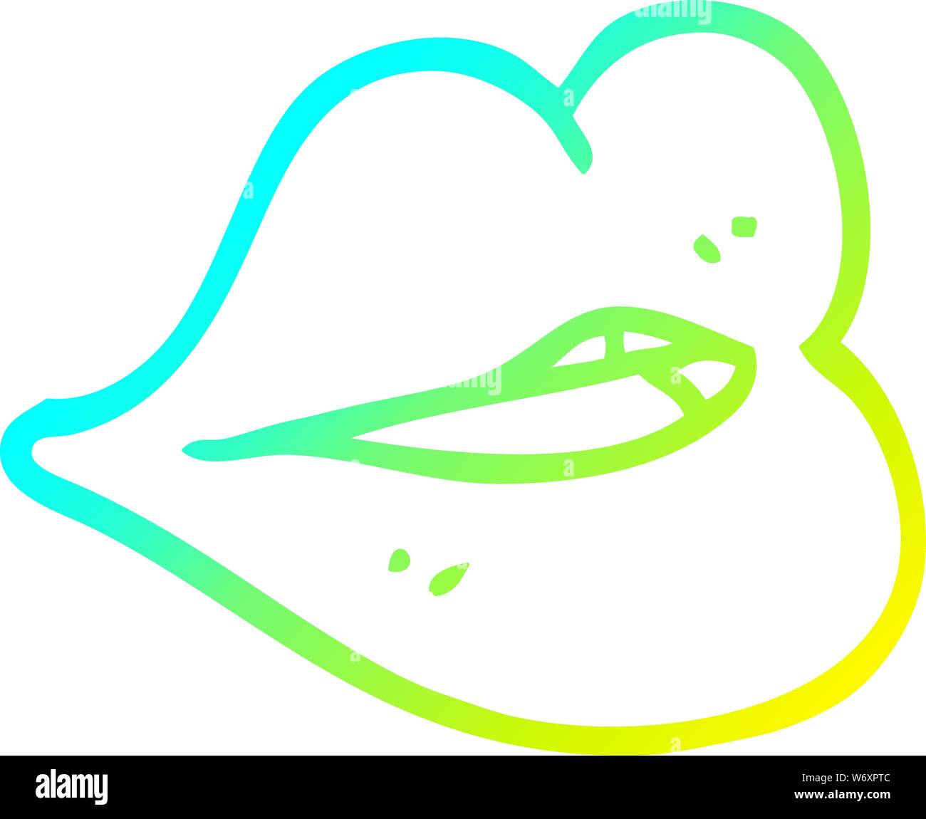 cold gradient line drawing of a cartoon red lips Stock Vector Image ...