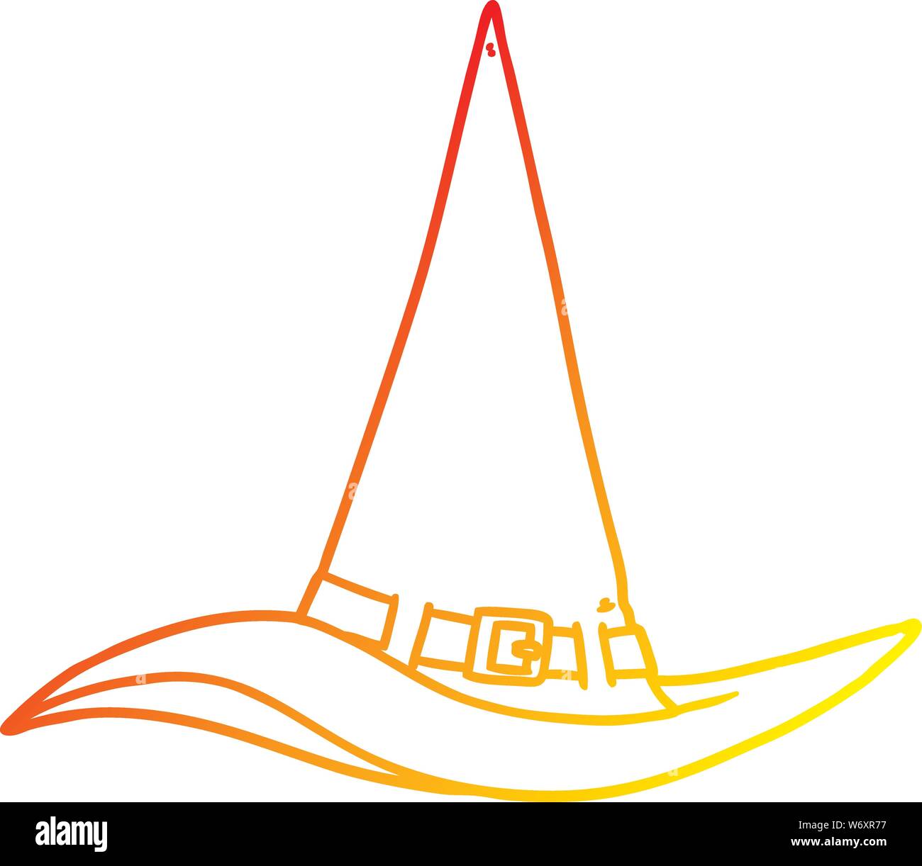 warm gradient line drawing of a cartoon witch hat Stock Vector Image ...