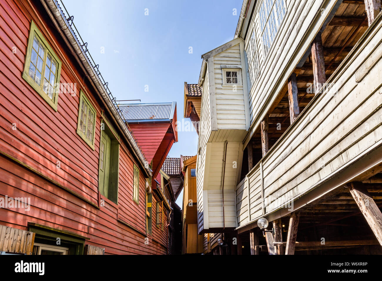 Historical buildings in Bryggen, Hanseatic wharf in Bergen, Norway ...