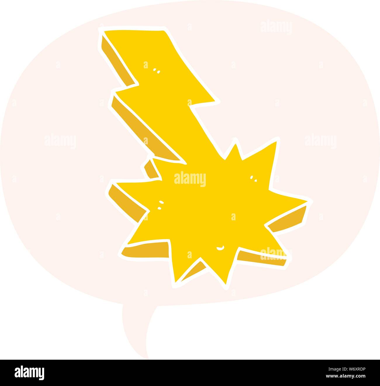 cartoon lightning strike with speech bubble in retro style Stock Vector ...