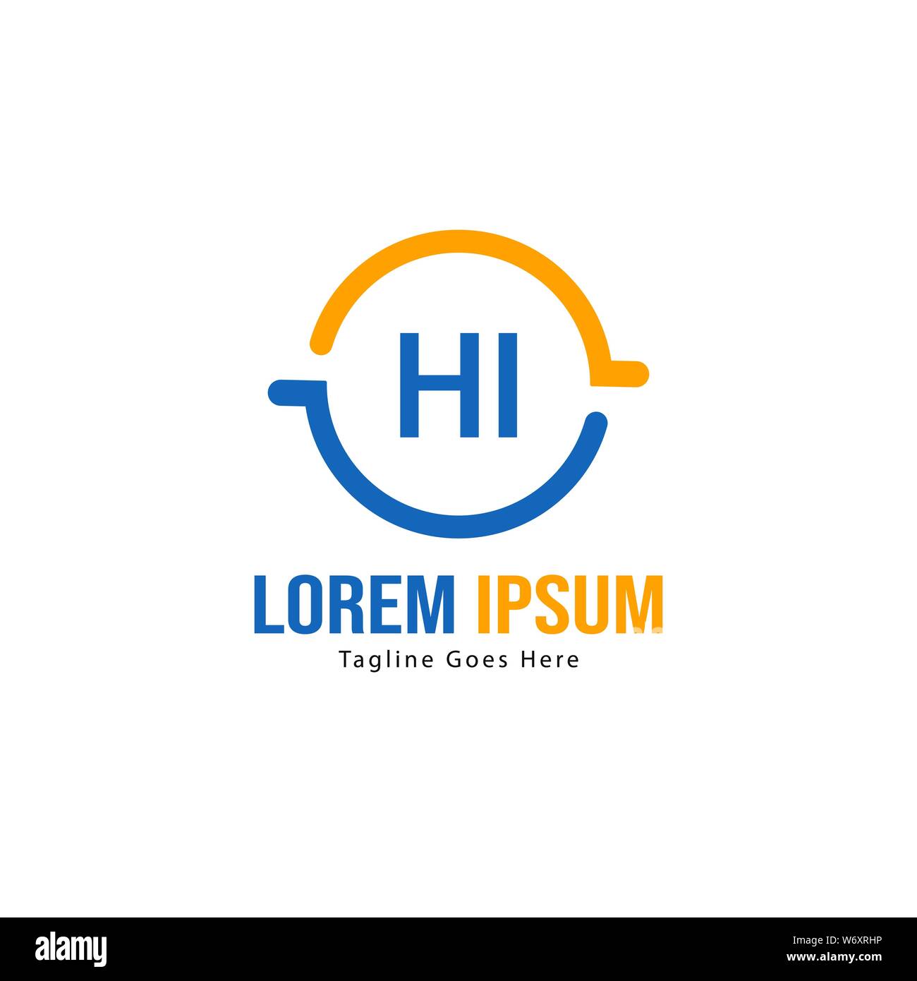 Initial HI logo template with modern frame. Minimalist HI letter logo ...