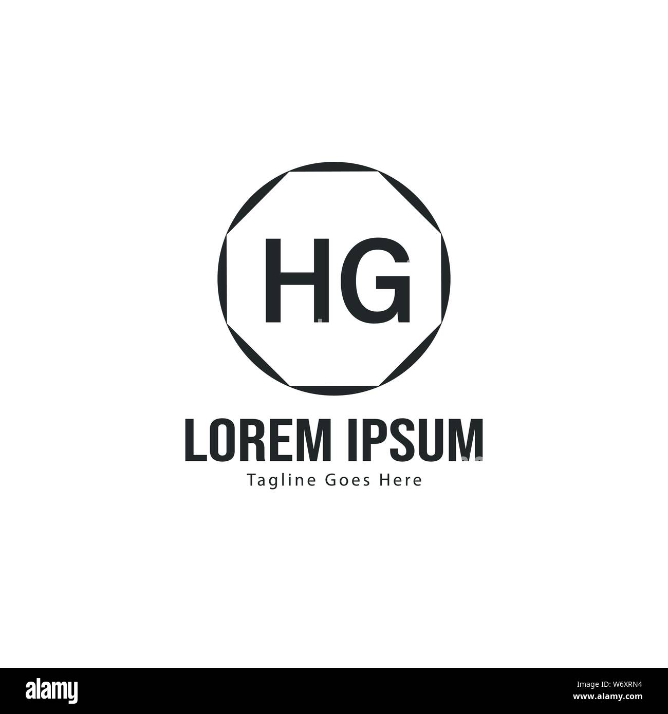 Initial HG logo template with modern frame. Minimalist HG letter logo ...