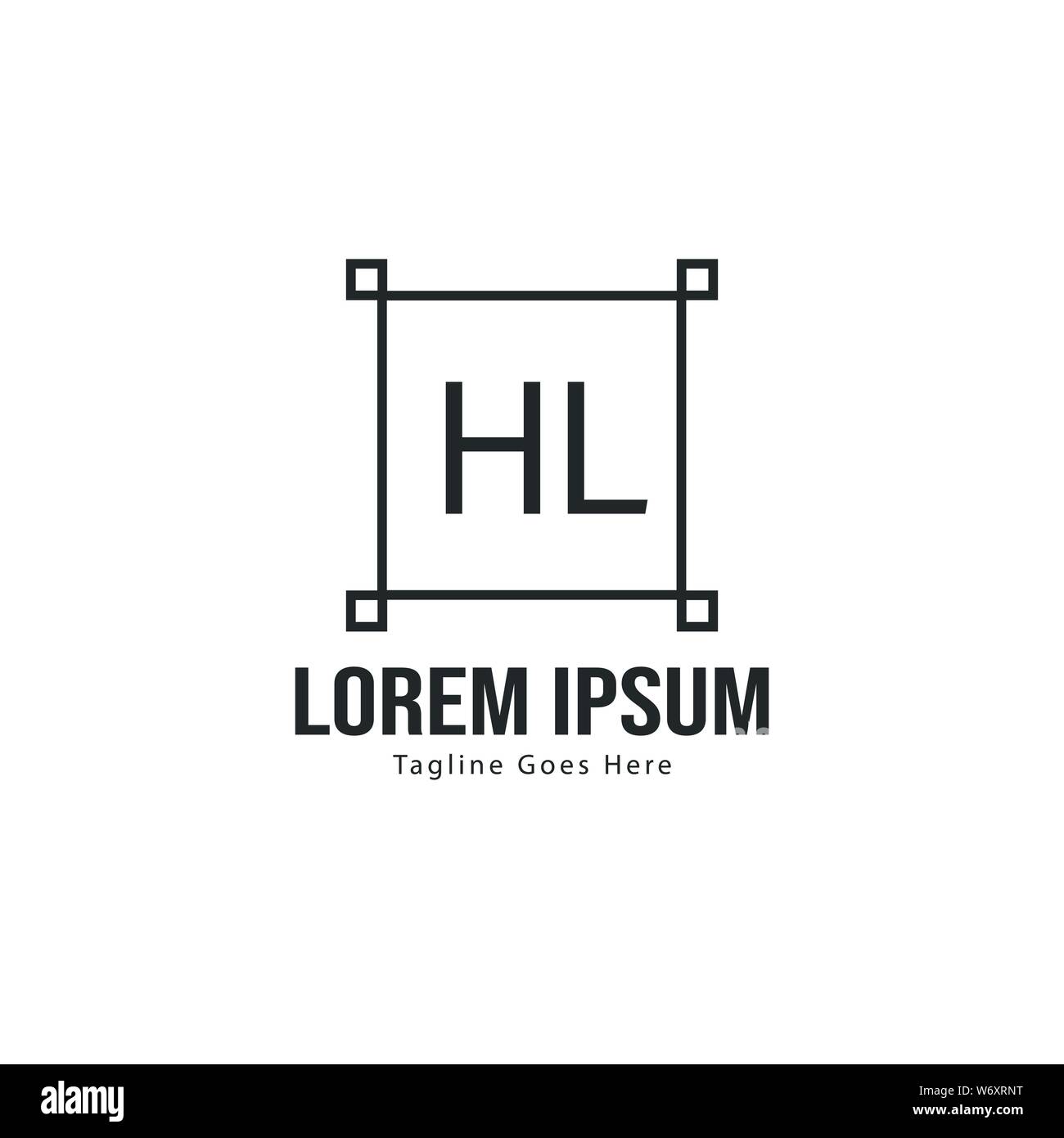 Initial HL logo template with modern frame. Minimalist HL letter logo ...